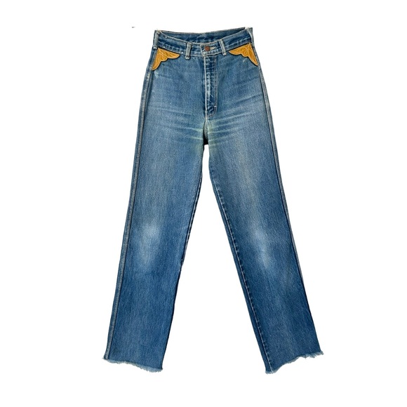 Vintage | Jeans | Vintage 7s High Rise Leather Patchwork Jean Straight ...